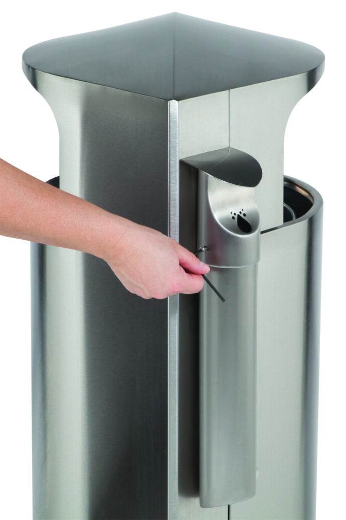 Waste Container in Stainless Steel with Mounted Ashtray